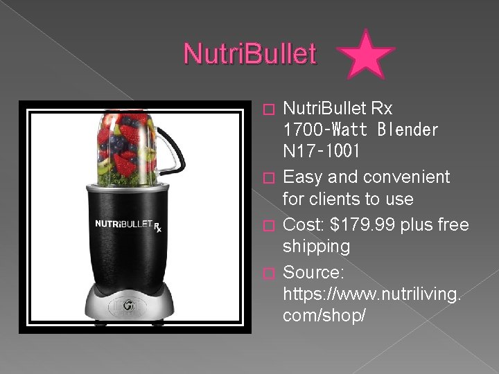 Nutrition Equipment and Software Carly Coombs Staff at