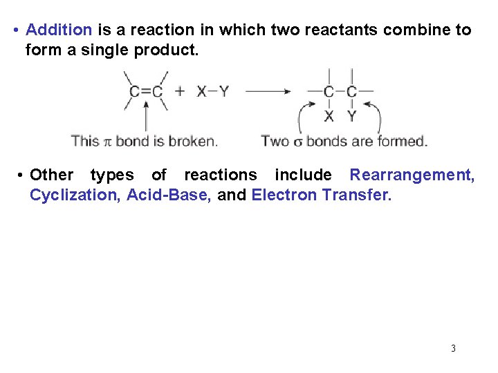 Writing Equations for Organic Reactions The reagents that