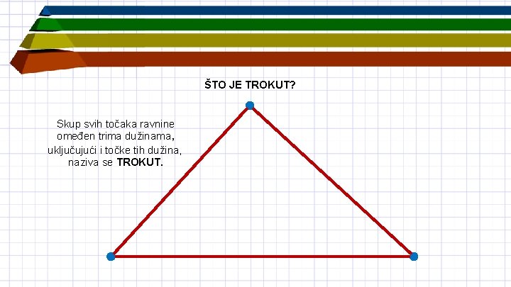 VRHOVI STRANICE KUTOVI VRSTE TROKUTA TO JE TROKUT