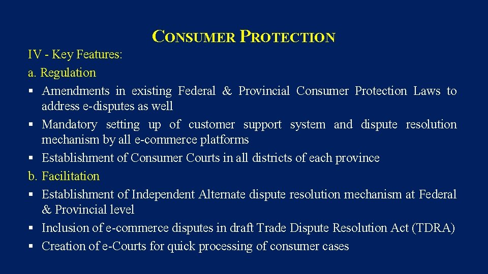 Draft eCommerce Policy Framework of Pakistan Presentation by