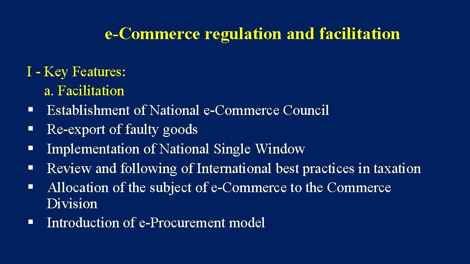Draft eCommerce Policy Framework of Pakistan Presentation by