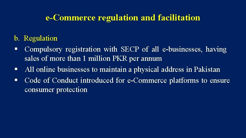 Draft eCommerce Policy Framework of Pakistan Presentation by