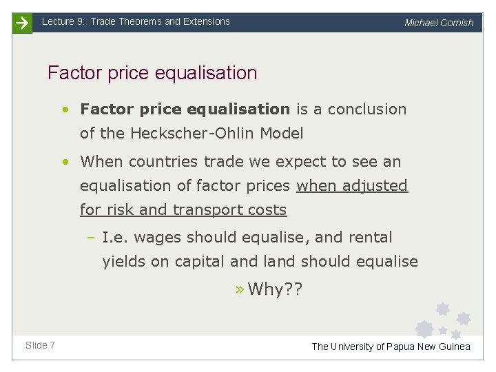 International Economics Lecture 9 Trade Theorems and Extensions