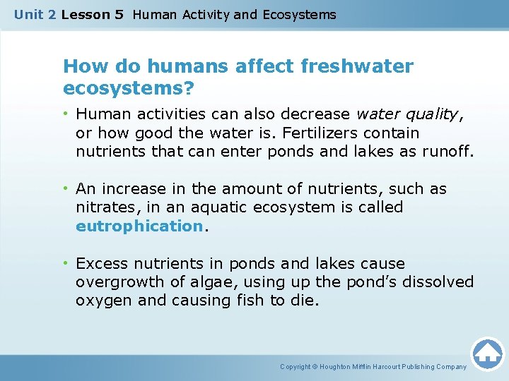 Unit 2 Lesson 5 Human Activity and Ecosystems