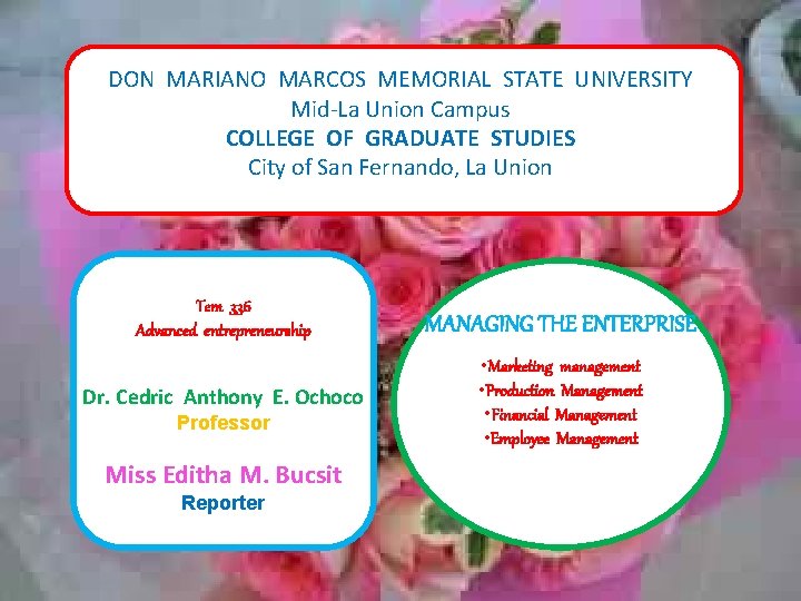 DON MARIANO MARCOS MEMORIAL STATE UNIVERSITY MidLa Union