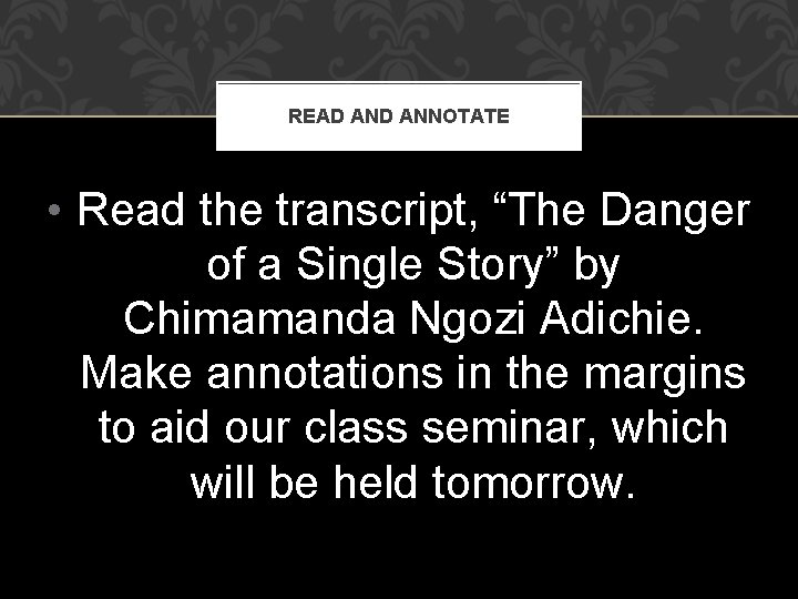 THE DANGER OF A SINGLE STORY How Writing