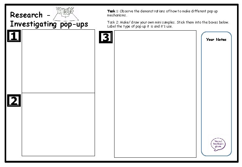 Design and Technology Graphics Pop up card PERSONAL