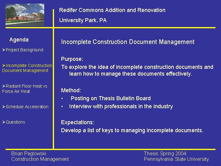 Redifer Commons Addition Renovation Project Brian Peglowski The