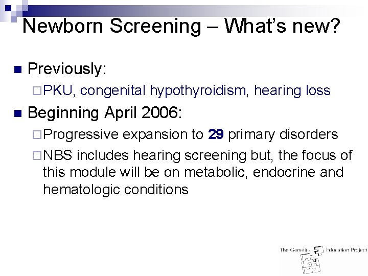 Newborn Screening Ontarios Expanded Screening Program Prepared by