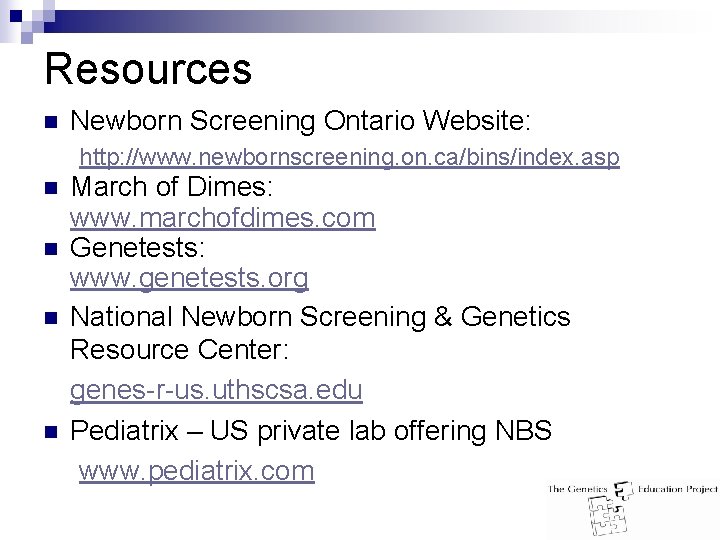 Newborn Screening Ontarios Expanded Screening Program Prepared by