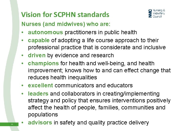 Post registration Specialist Community Public Health Nursing standards