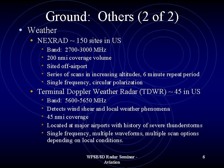Aviation Use of Radar WP 8 B8 D