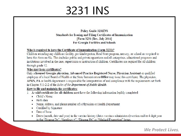 Georgia Immunization Requirements for School and Childcare Attendance