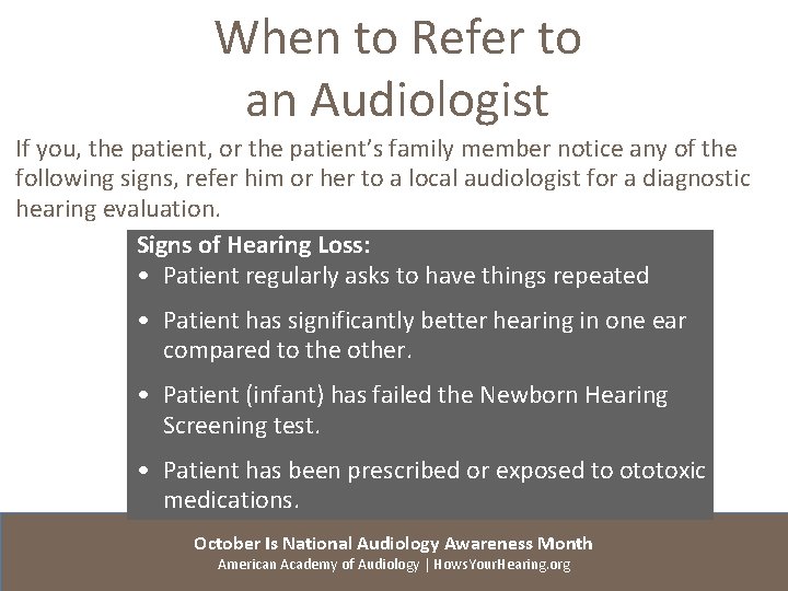 October Is National Audiology Awareness Month American Academy
