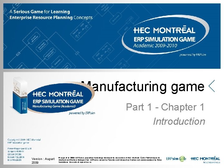 Manufacturing game Part 1 Chapter 1 Introduction Version