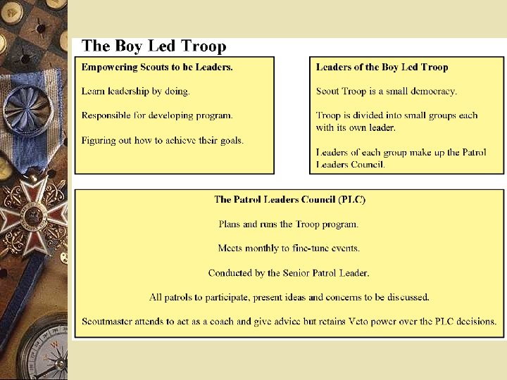 Troop Leadership Training Training boy leaders to run