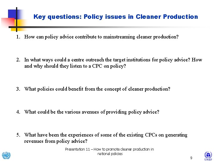 How to promote cleaner production in national policies