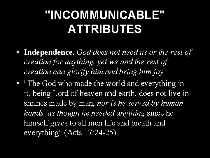 THE CHARACTER OF GOD from Wayne Grudems Systematic