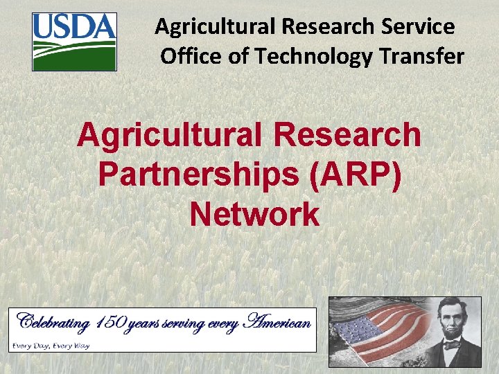 Agricultural Research Service Office of Technology Transfer Agricultural