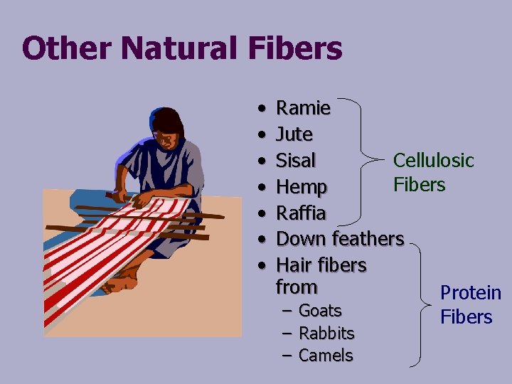 Textile Fibers and Yarns Objectives List the main