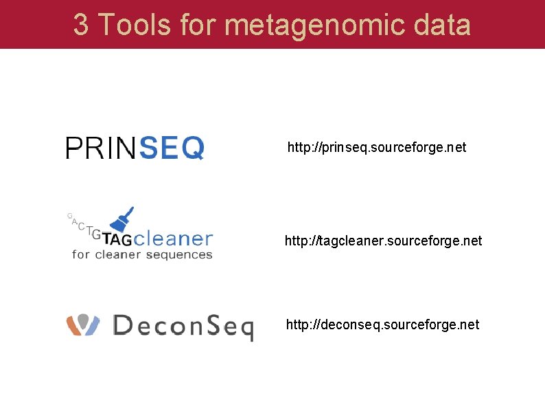 Most pipelines work the same way Metagenomics Processing