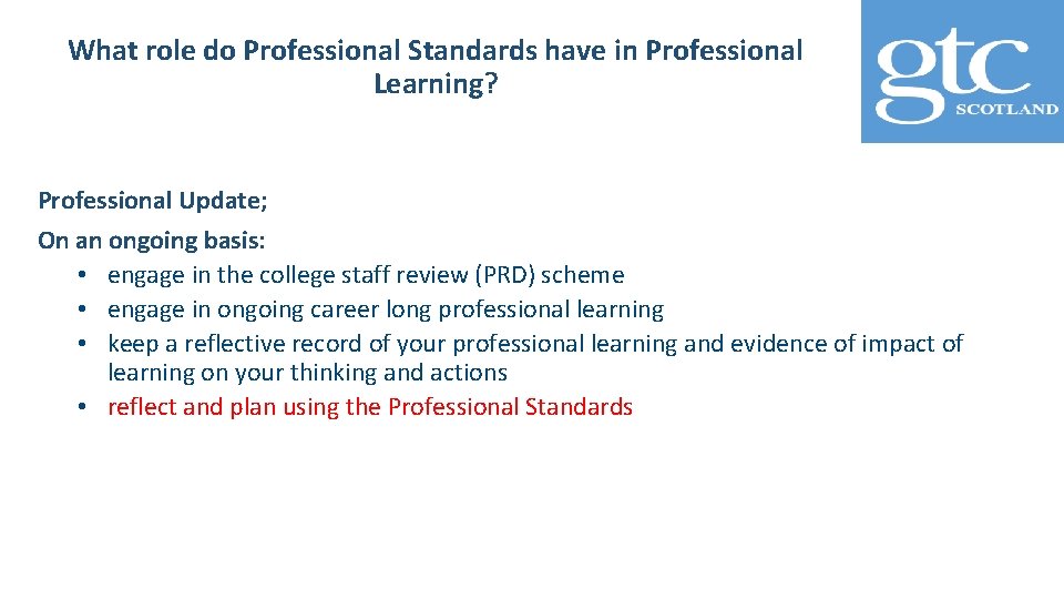 New Professional Standards for Lecturers SO WHAT College