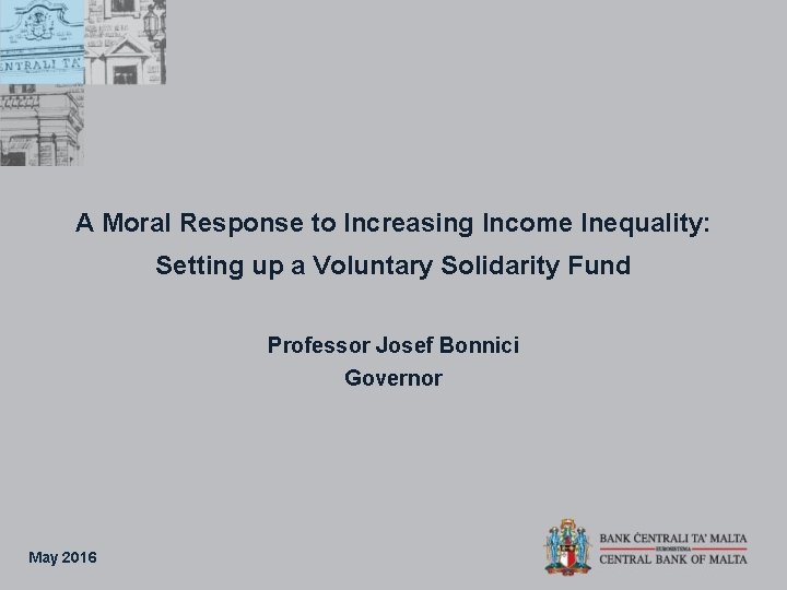 A Moral Response to Increasing Income Inequality Setting