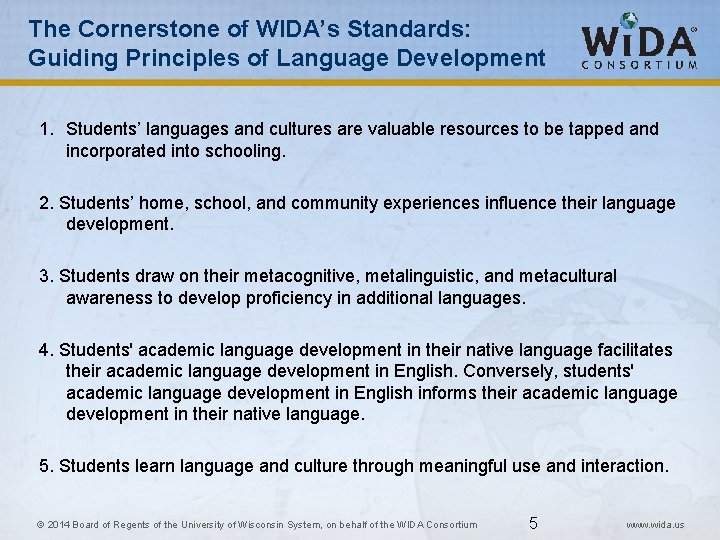 Overview of WIDA Standards and Assessments for International
