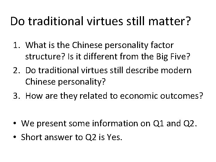 Chinese Personality Factors A Brief Introduction Hau Chyi