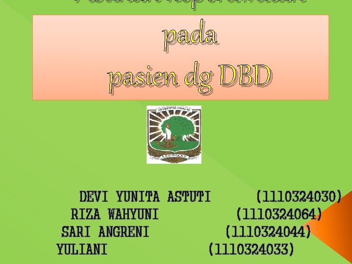 Asuhan keperawatan pada pasien dg DBD DEVI YUNITA