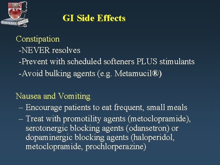 CHAMP Pain Control Stacie Levine MD University of