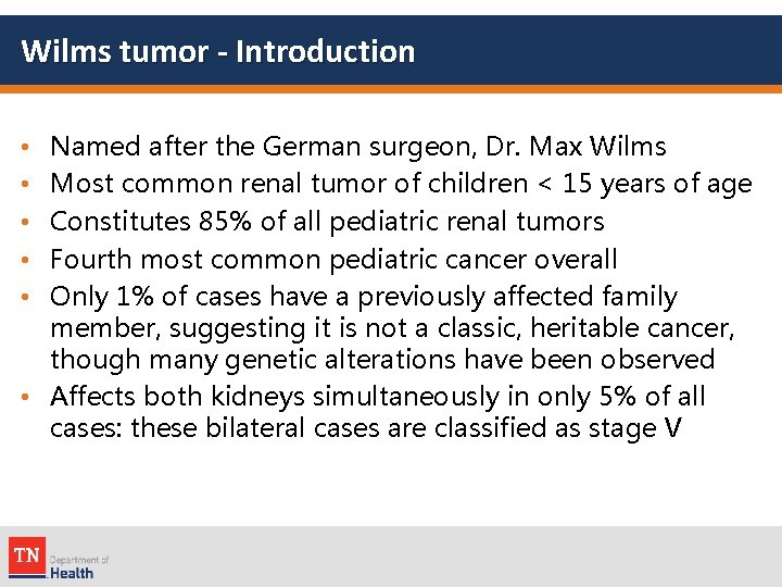 Evaluating Adequate Documentation of Wilms Tumor Histologic Presentation