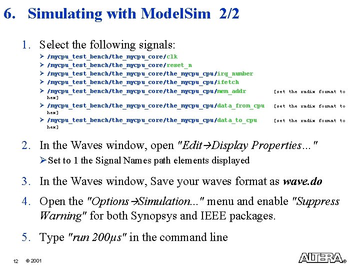 TM NIOS 1 1 Simulation Flow A Step