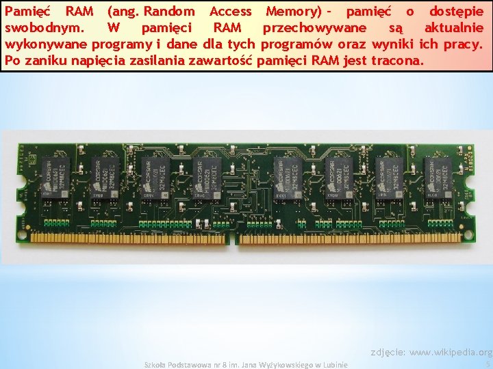 BUDOWA KOMPUTERA Szkoa Podstawowa nr 8 im Jana