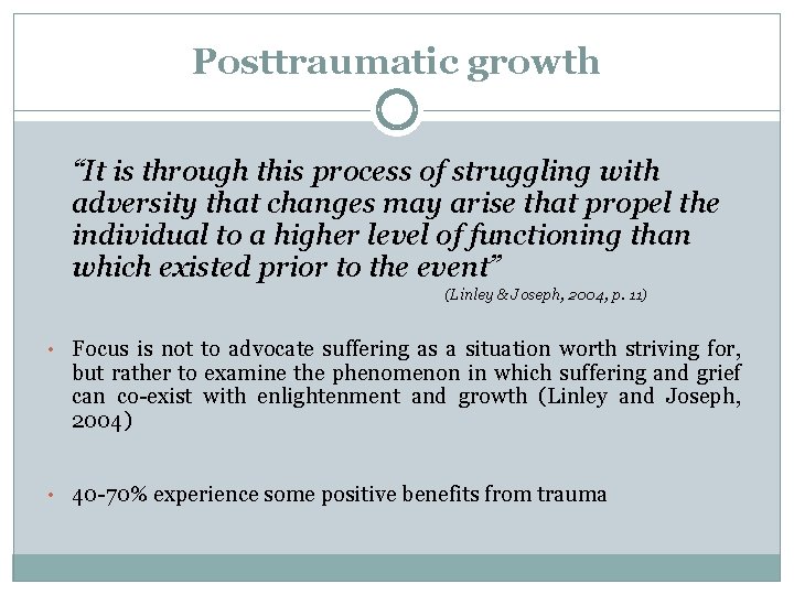 Posttraumatic growth Beyond Resilience DR KATE HEFFERON PHD