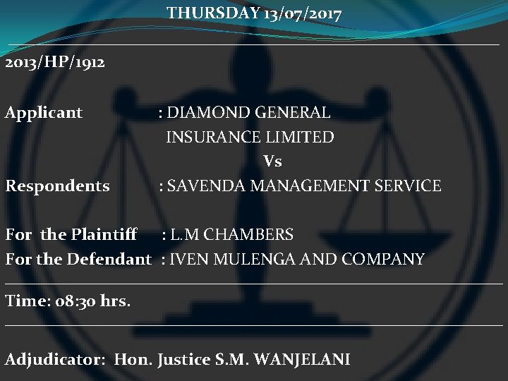 THE REPUBLIC OF ZAMBIA JUDICIARY HIGH COURT CAUSE