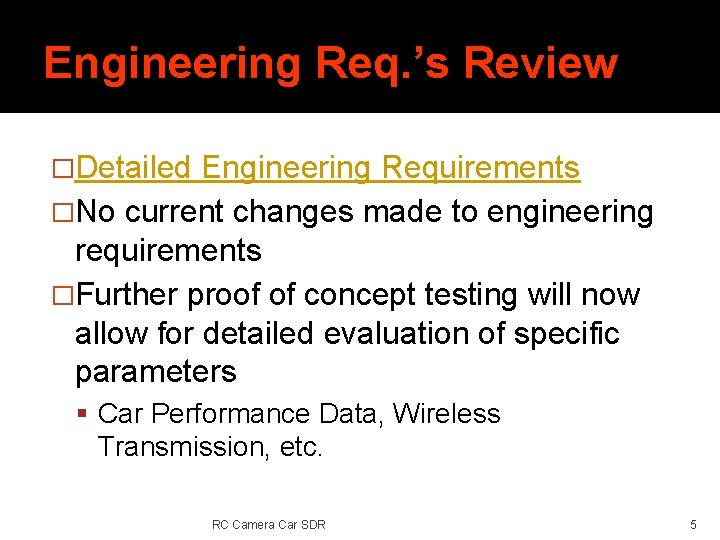 RC Camera Car Subsystems Design Review P 14226