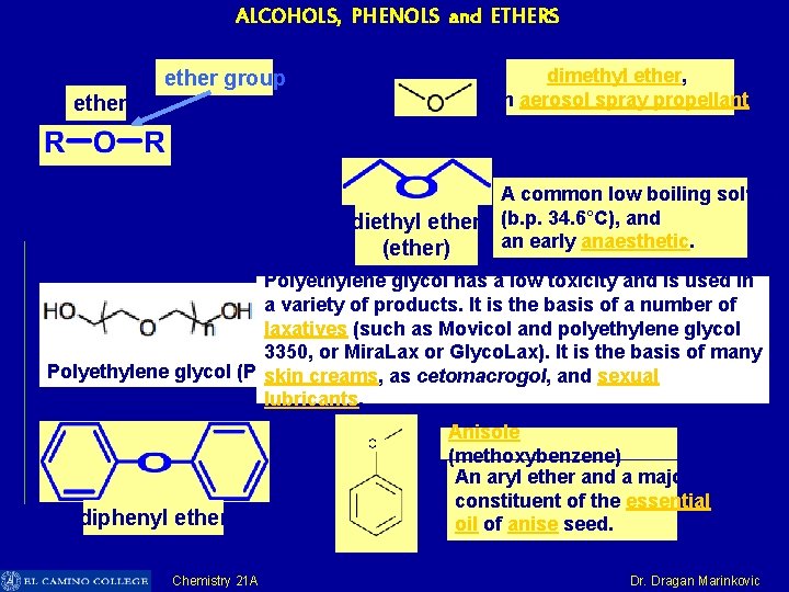 ALCOHOLS PHENOLS and ETHERS Functional group of an