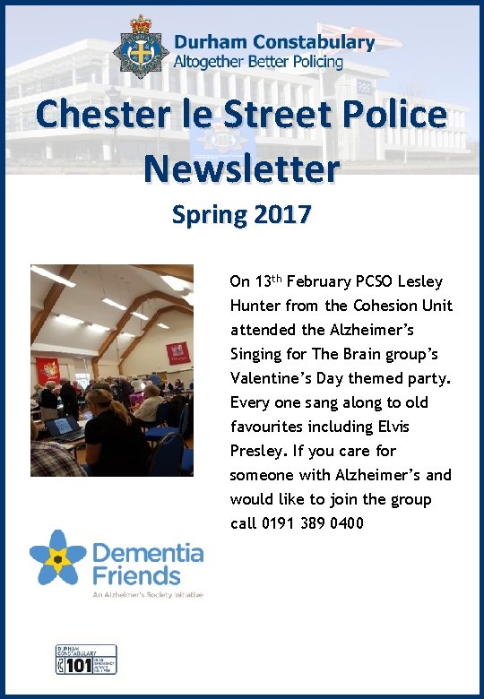 Chester le Street Police Newsletter Spring 2017 Hello