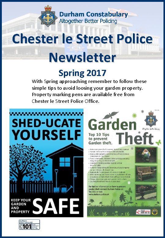 Chester le Street Police Newsletter Spring 2017 Hello