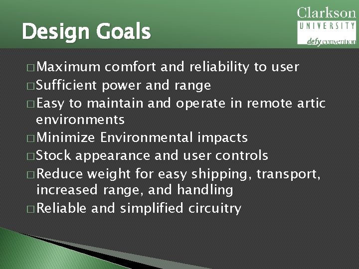Clarkson University Electric Knights SAE Clean Snowmobile Challenge
