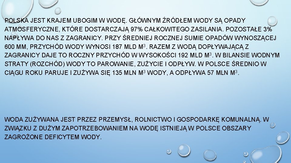 GOSPODARKA WODNA POLSKI 1 DEFICYT I NADMIAR WODY