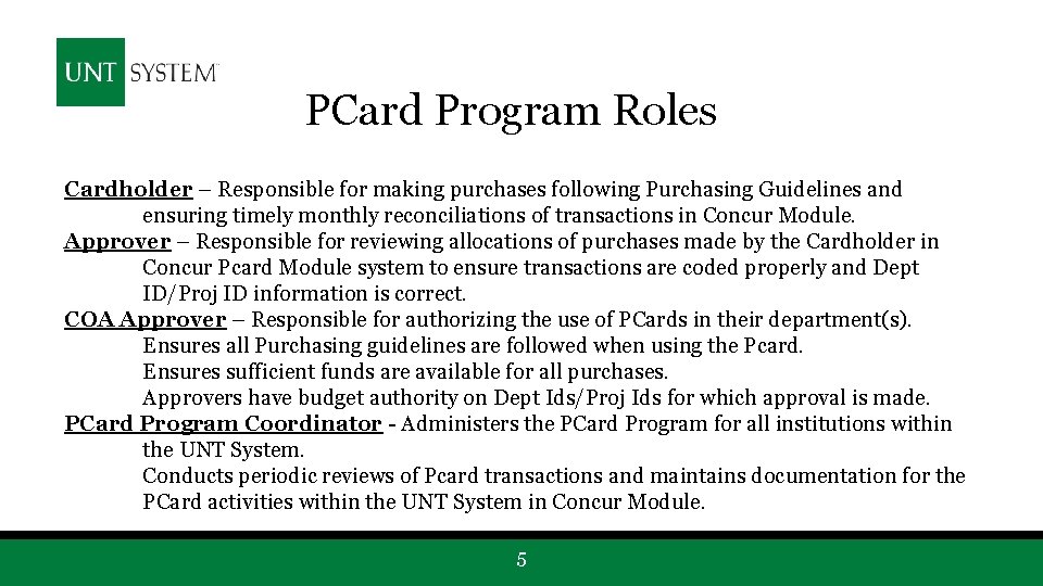 PCard Holder Approver Training 1 Learning Objectives Be