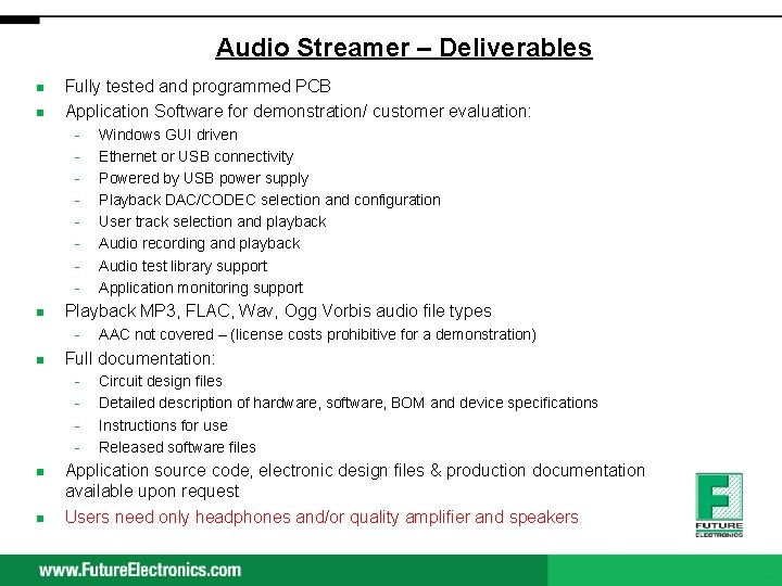 Audio Streamer Board Release D Woodcock SDC EMEA