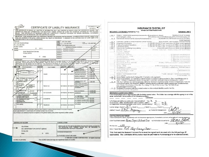 Understanding the Certificate of Insurance And other issues