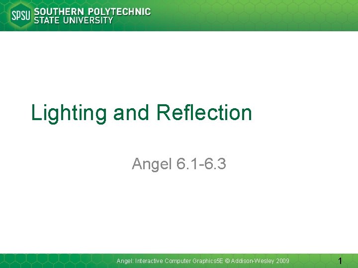 Lighting and Reflection Angel 6 1 6 3