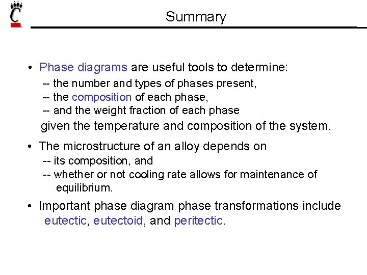 Chapter 9 Phase Diagrams ISSUES TO ADDRESS When