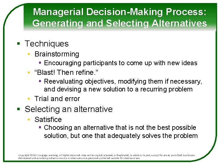 6 Understanding the Management Process Copyright 2017 Cengage