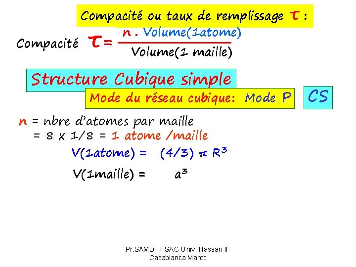 Structure Cubique simple Emplilement dun 2me plan A