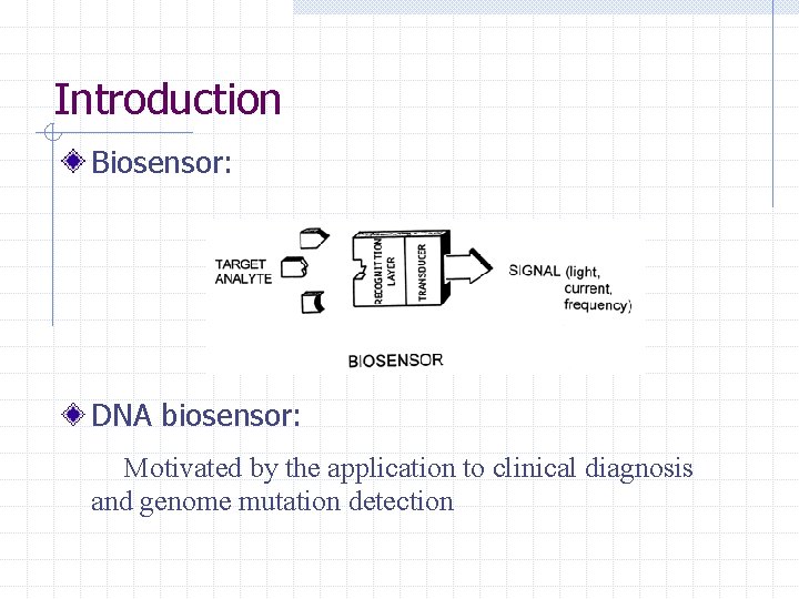 DNA Based Biosensors Yingli Fu Biological Resources Engineering